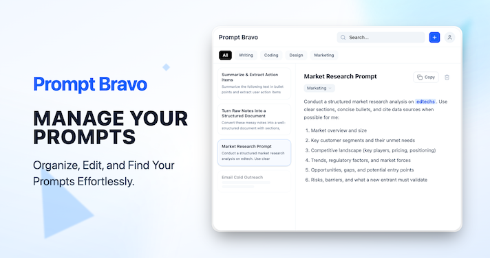 Manage AI Prompts in one place | Prompt Bravo